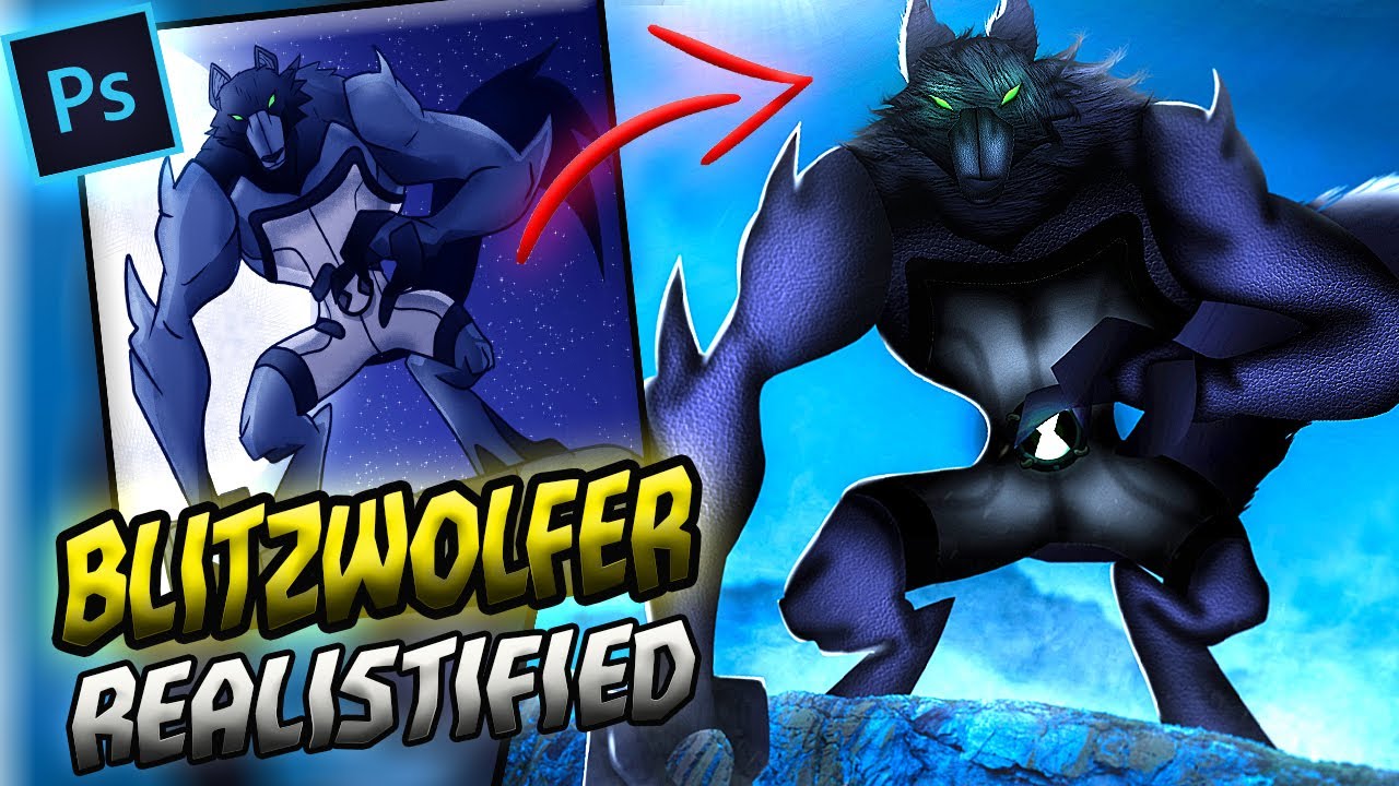 I Realistified BlitzWolfer From Ben10 Using Photoshop | Techy Designers - YouTube