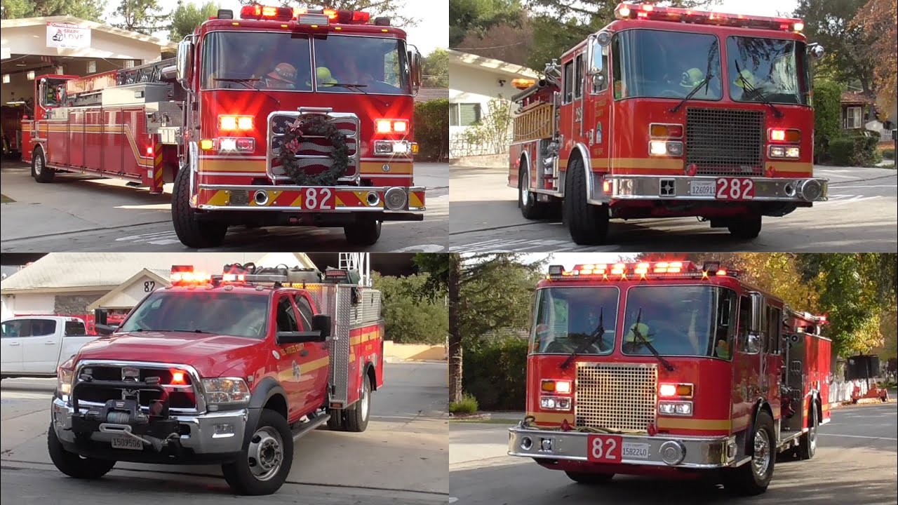 LACoFD Light Force 82 Engine 82 & Patrol 82 Responding - YouTube
