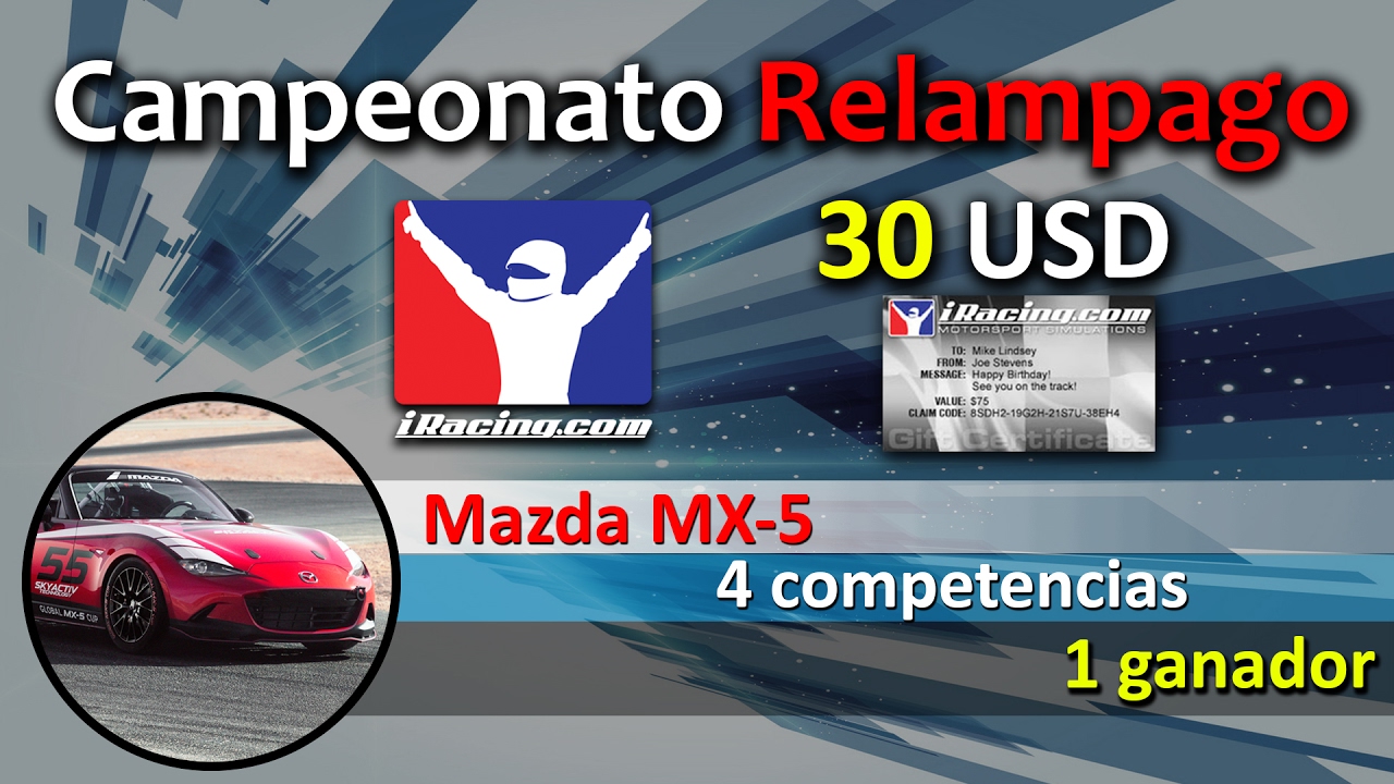 PRIMER CAMPEONATO iRACING | Inscribete AHORA | Gana una GIFT CARD de 30 ...
