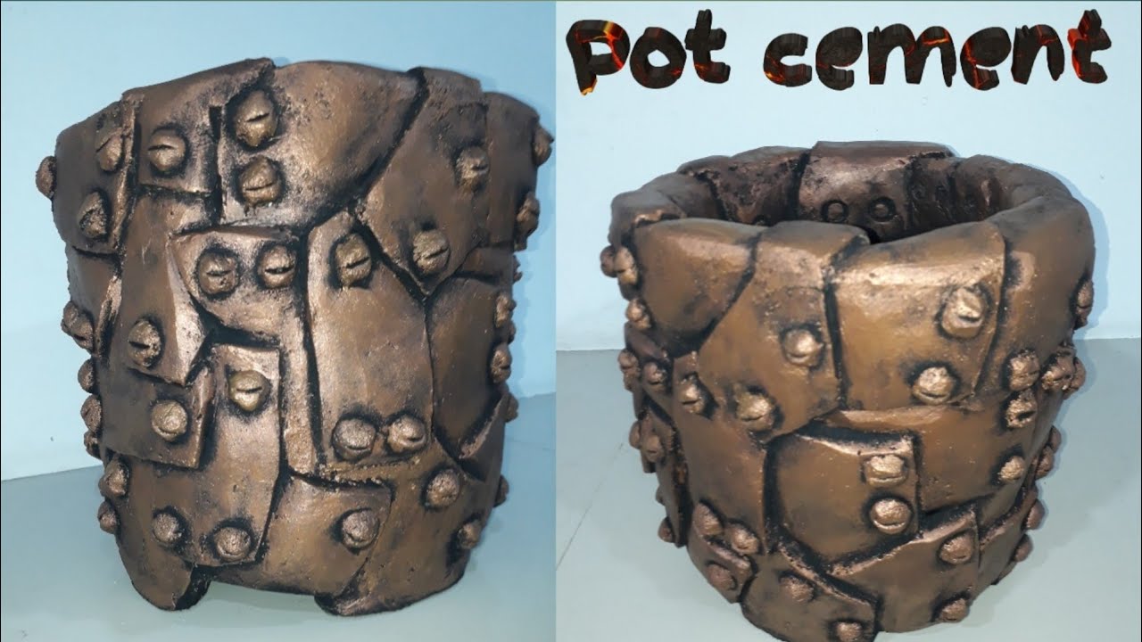 Cara Membuat Pot Bunga II Dengan Motip Tembaga Plat Bahan Dasar Semen ...