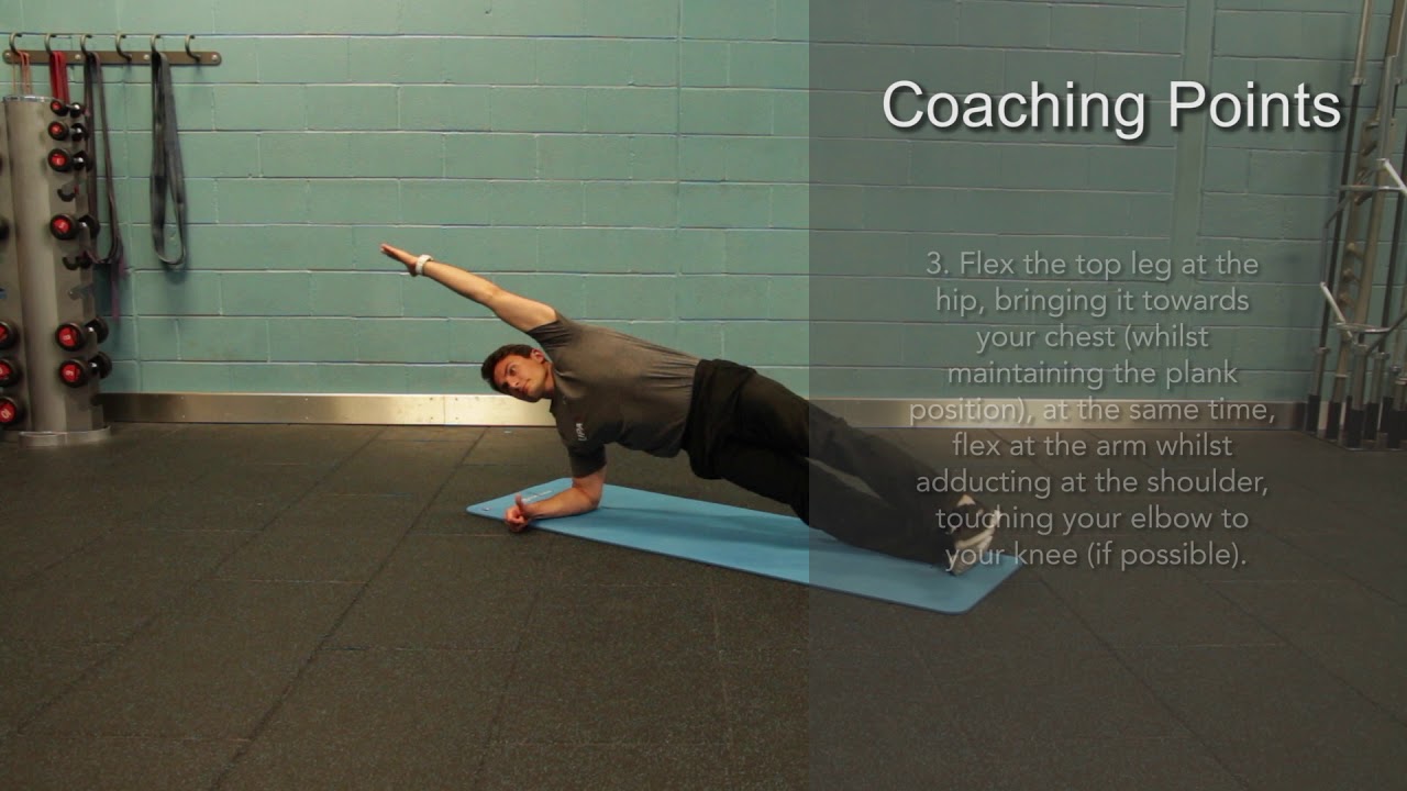 Side plank with hip flexion progression - YouTube