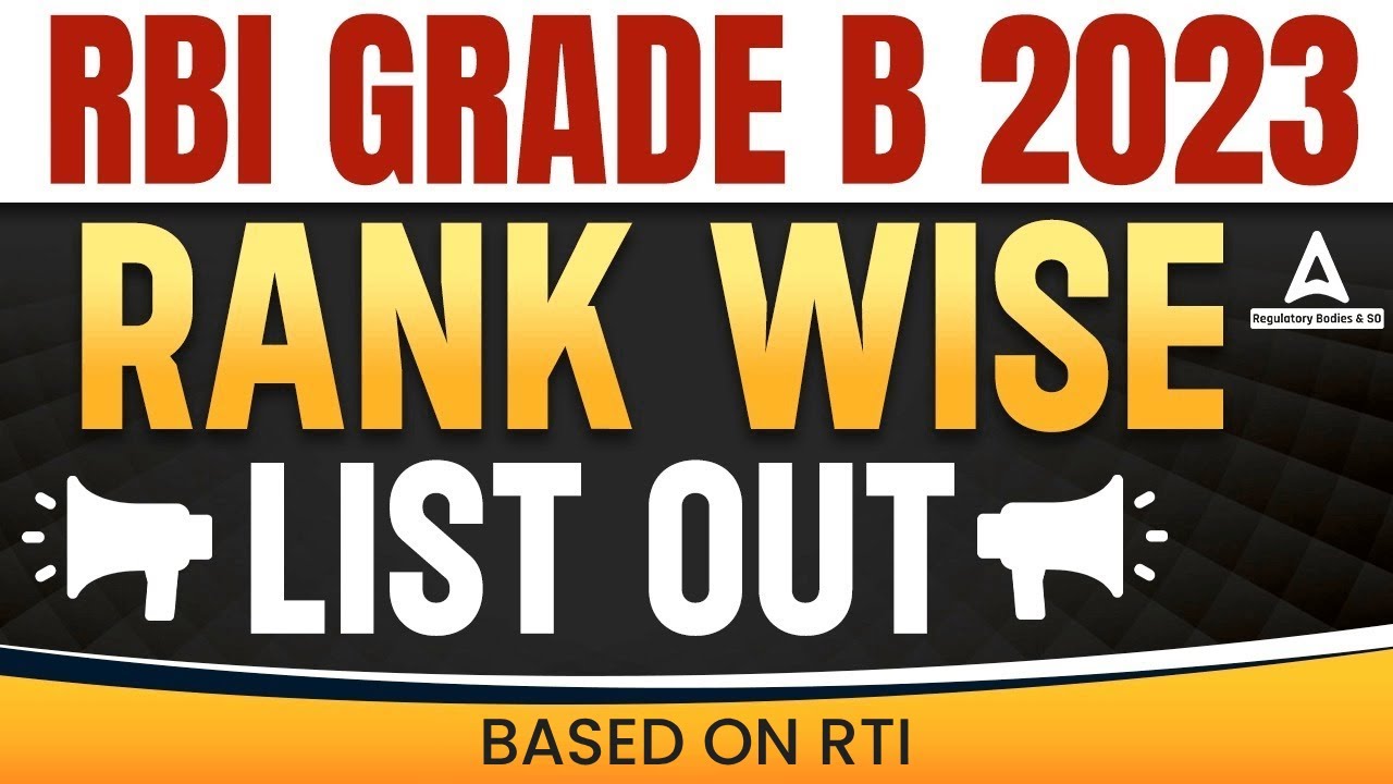 Rank Wise List of RBI Grade B 2023 | RBI Grade B Rank Wise List Out ...