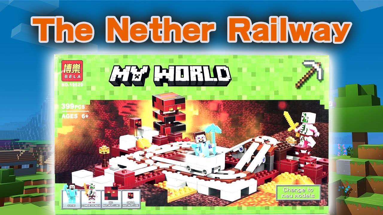 Lego Minecraft: The Nether Railway Brick Set Unbox & Build Stop-motion ...