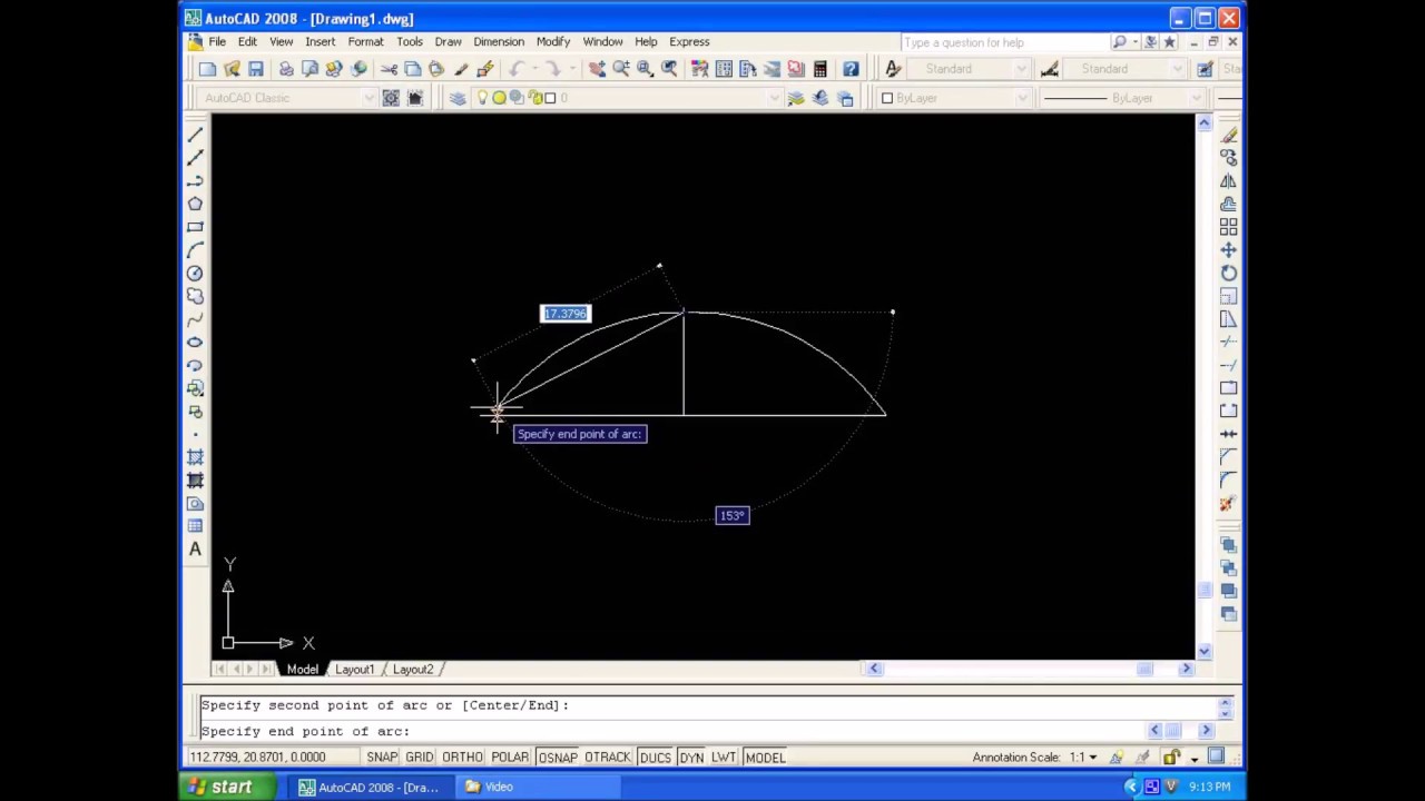 Cara mengunakan ARC untuk membuat Busur di AUTOCAD 2D - YouTube