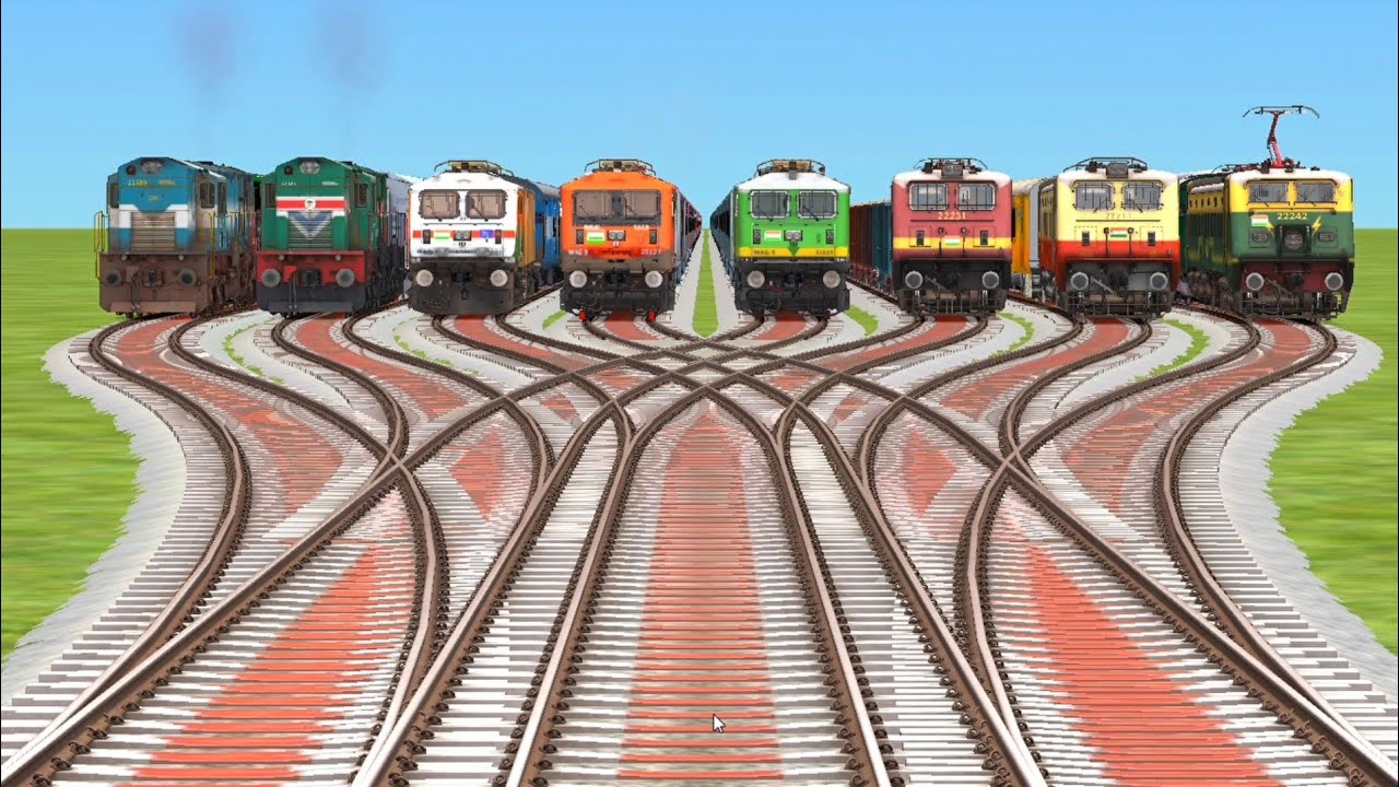 8️⃣ Trains Crossing Back To Back On Bumpy Forked Railroad Track|Trains ...