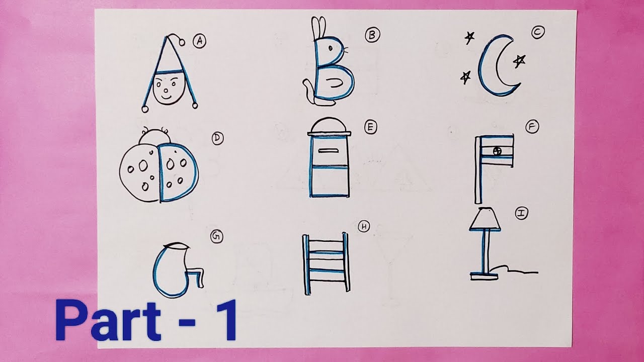 alphabet drawing (A - I) | part-1 - YouTube