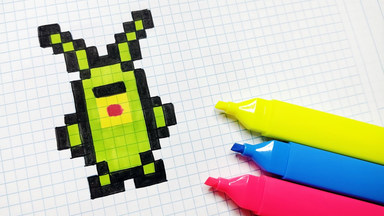 Handmade Pixel Art - How To Draw Plankton #pixelart - YouTube