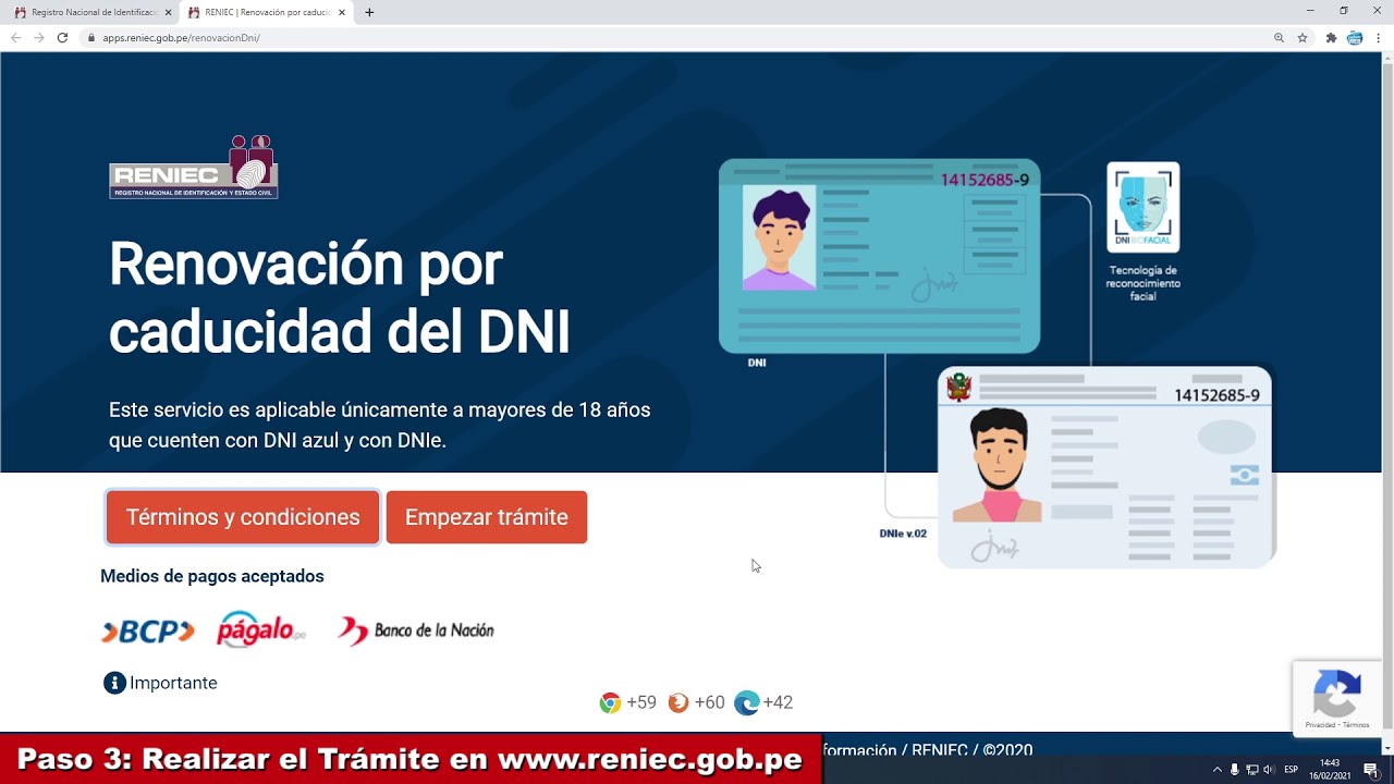 Tramite renovación de DNI por internet RENIEC - Renovar DNI caducado ...