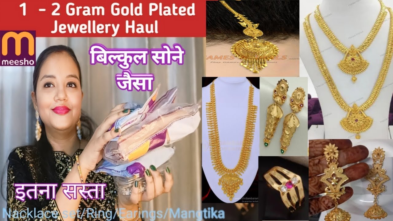 Meesho 1 - 2 Gram Gold Plated Jewellery Haul Start ₹ 100/Nacklace set ...