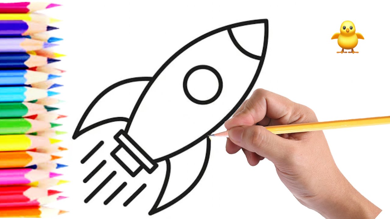 How to draw rocket 🚀 Drawing For Kids, Painting and Coloring For Kids ...