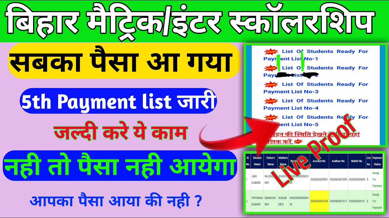 Bihar Matric Scholarship 5th Payment List Out Bihar Post Matric bihar-matric-scholarship-5th-payment-list-out-bihar-post-matric