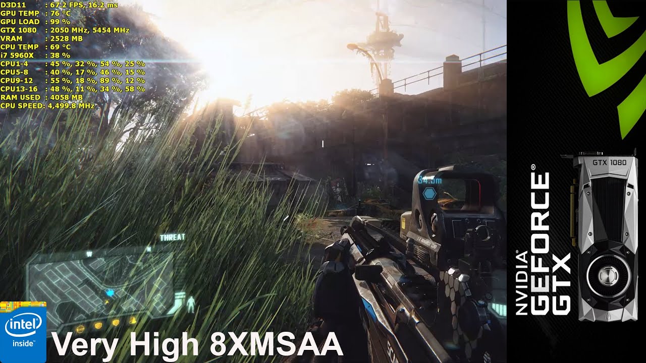Crysis 3 Very High 8XMSAA 1080p | GTX 1080 FE | i7 5960X 4.5GHz - YouTube