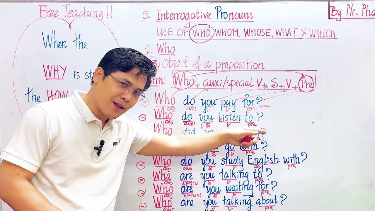 Clip135: Function 03 of WHO as Object of Prepositions in Direct Question | Chea Sampha - YouTube