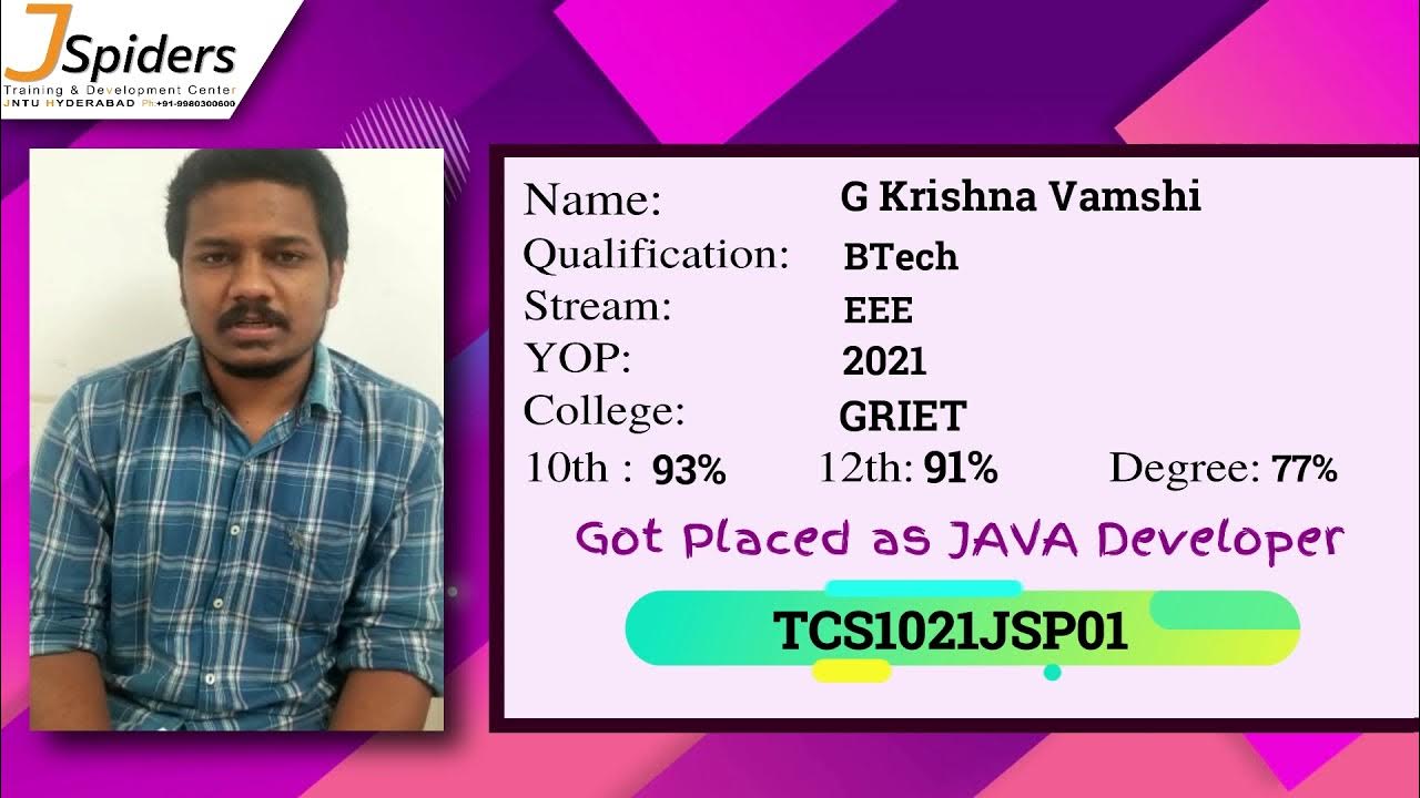 CONGRATULATIONS G. KRISHNA VAMSHI PLACED AS JAVA DEVELOPER - YouTube