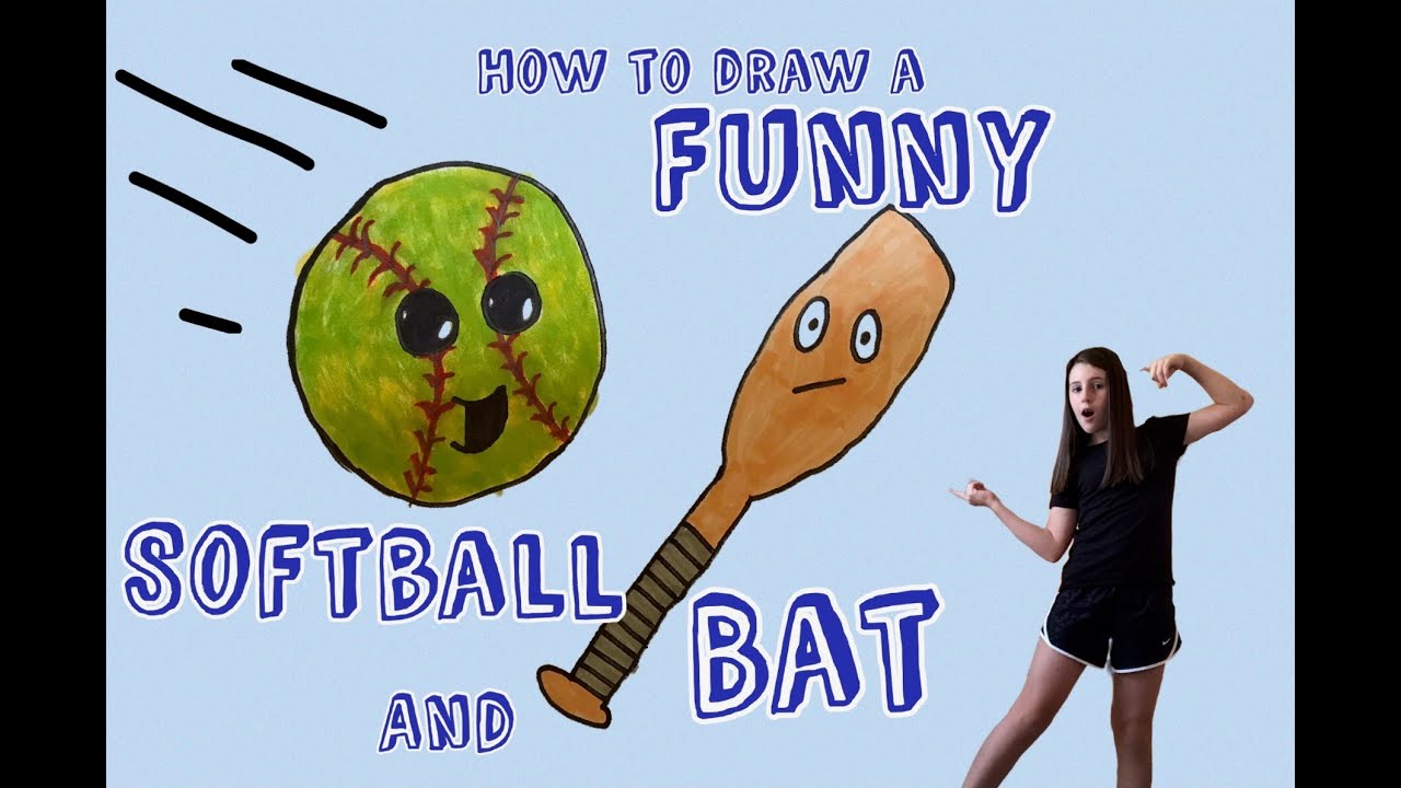 How to Draw a Funny Softball and Bat #drawing #art #ooly #elise # ...