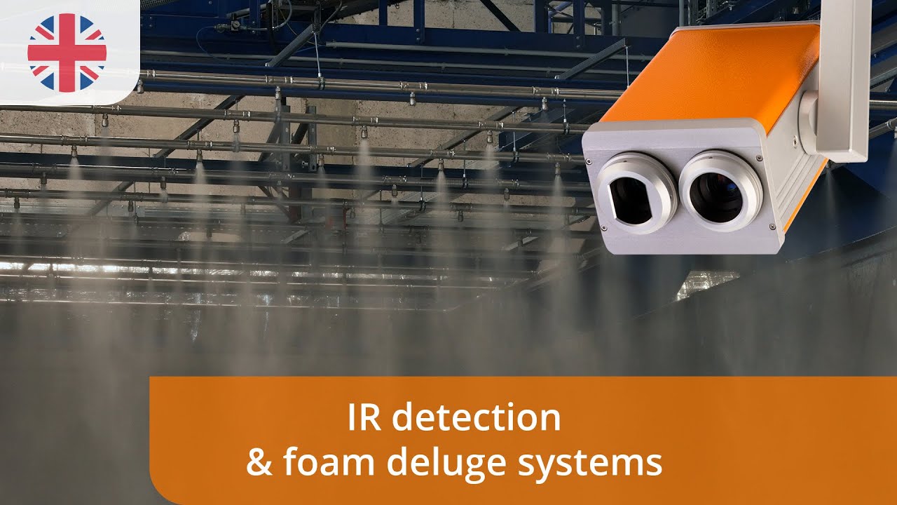 Foam deluge extinguishing after hotspot detection – PYROsmart - YouTube