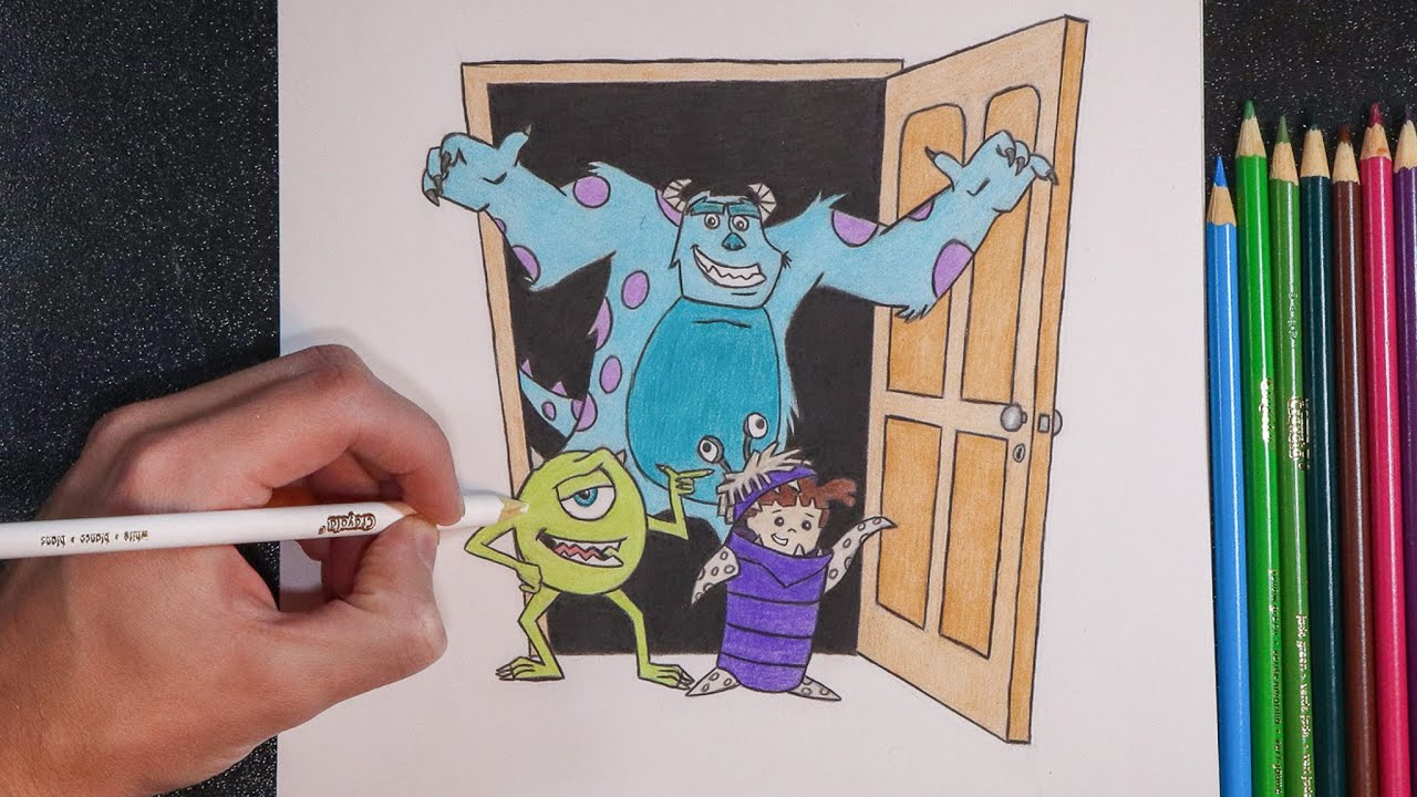 Drawing Mike, Sully, and Boo from Monsters Inc. (Cartoon Style) - Time ...