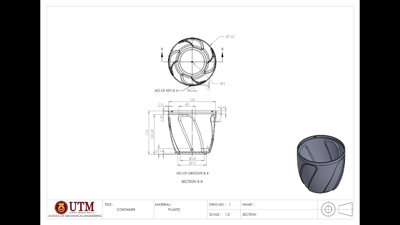 Detail Drawing of Container in Solidworks (part 3/6) - YouTube
