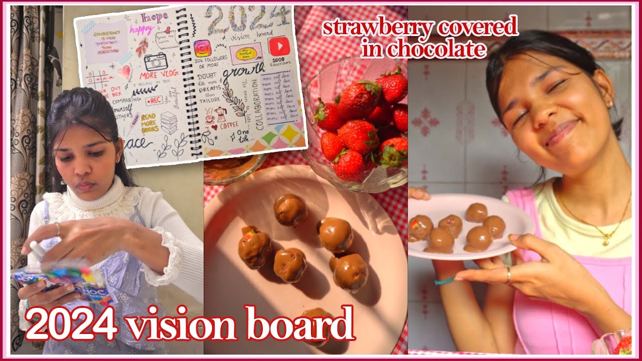 2024 Vision Board 🤍 🎀 | Strawberry covered in chocolate 🍓 - YouTube