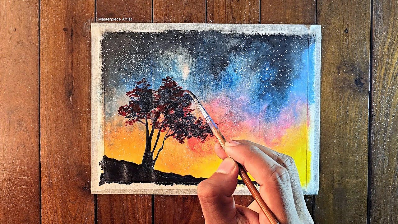 Night Scenery Drawing | Night Scenery Drawing with Oil Pastel and ...