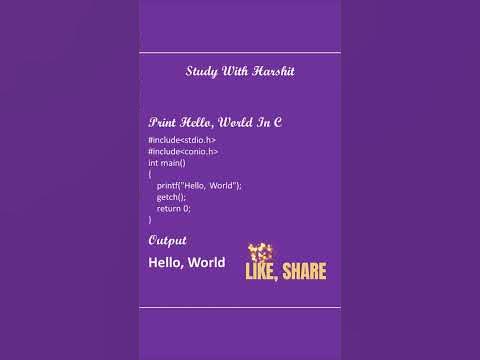 Print Hello, World In C Language #shorts - YouTube