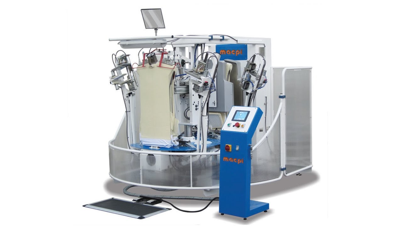 macpi 298.10 AUTOMATIC UNIT FOR PRESSED FINISHING OF SHIRTS - YouTube