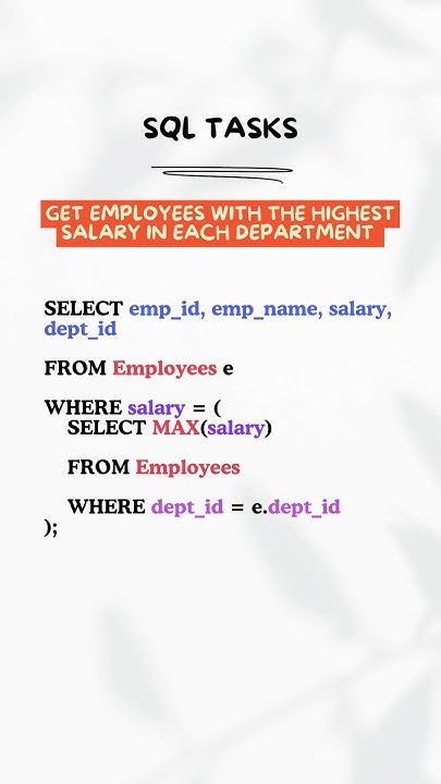 SQL | SQL INTERVIEW TASKS | #youtubeshorts #coding - YouTube