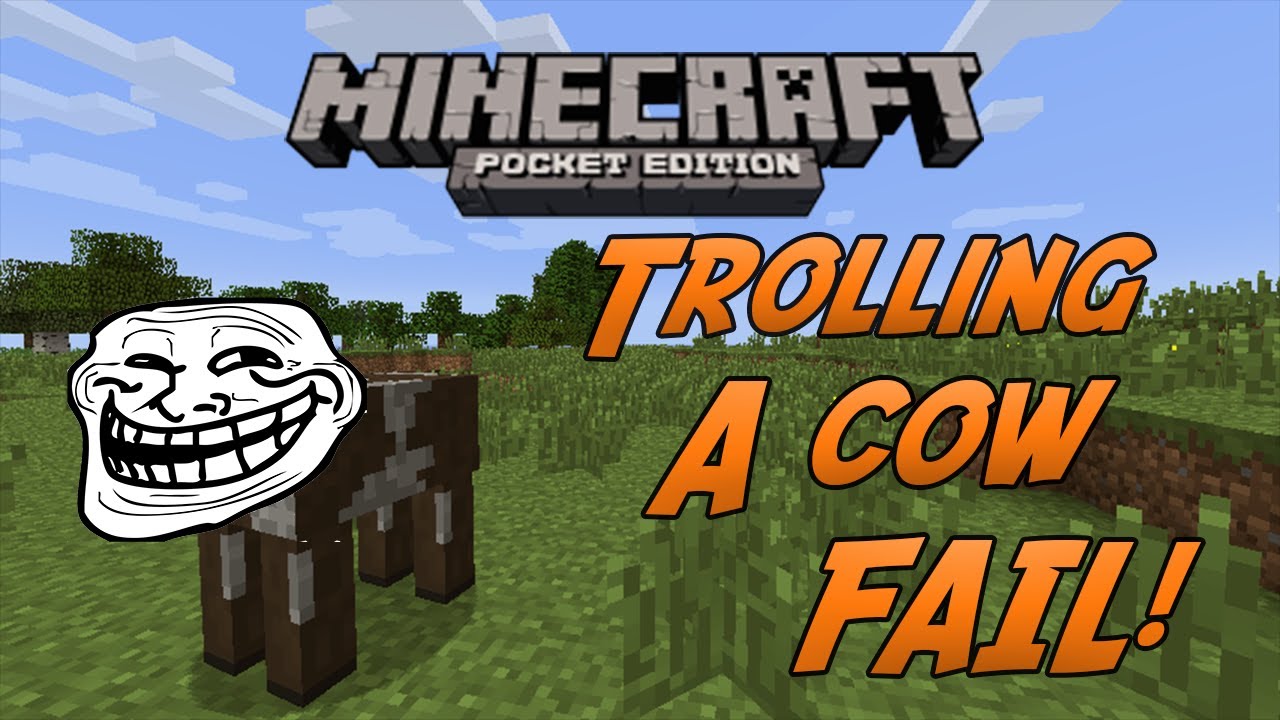 Trolling A Cow Fail! Minecraft Pocket Edition Clip - YouTube