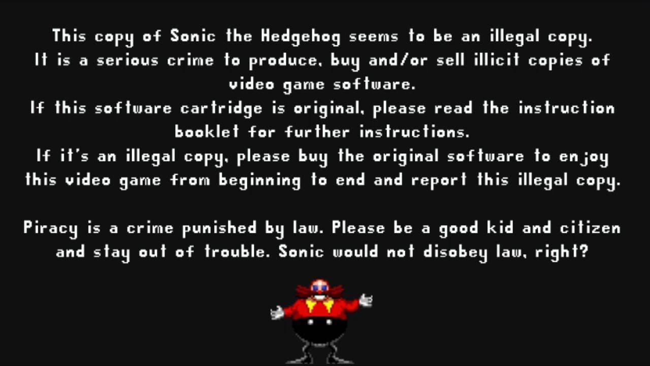 Sonic The Hedgehog (1991) Fan Made Anti Piracy Screen - YouTube