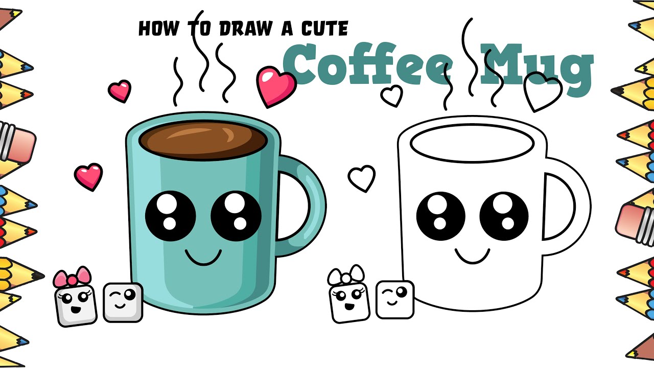 How To Draw A Cute Coffee Mug with Sugar Cubes - YouTube