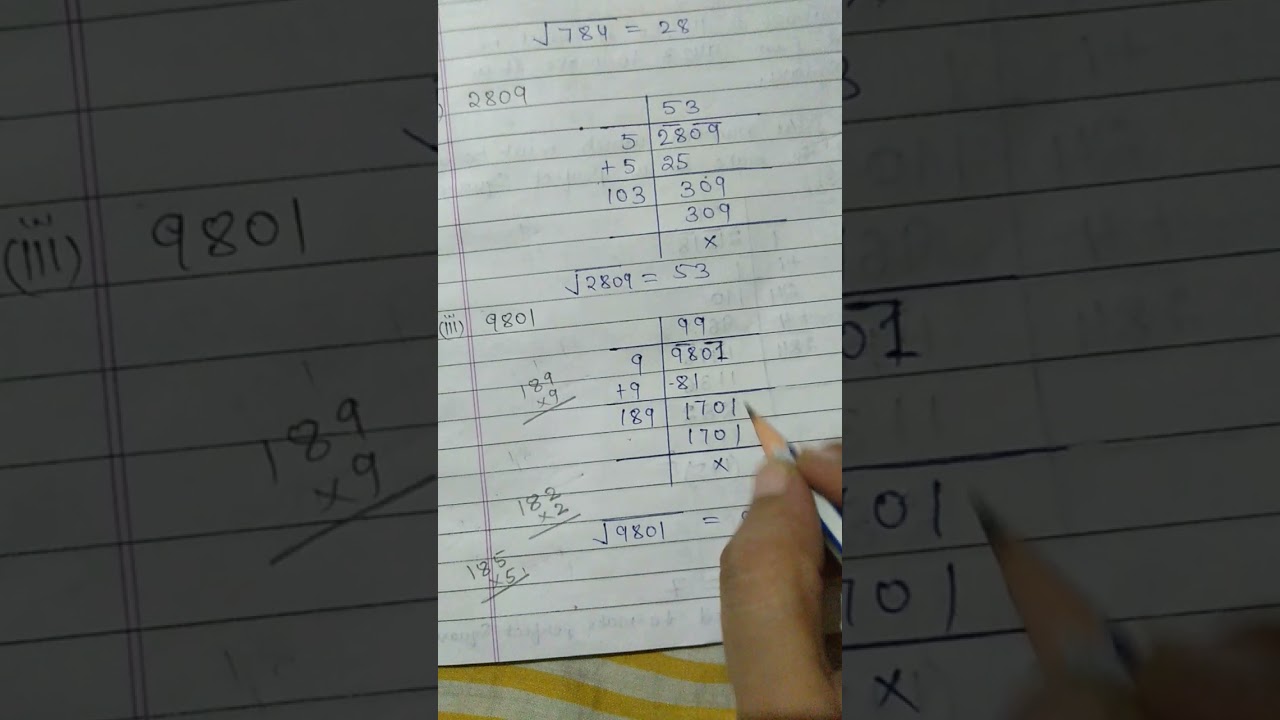 Square Root Of 9801 By Long Division Method YouTube