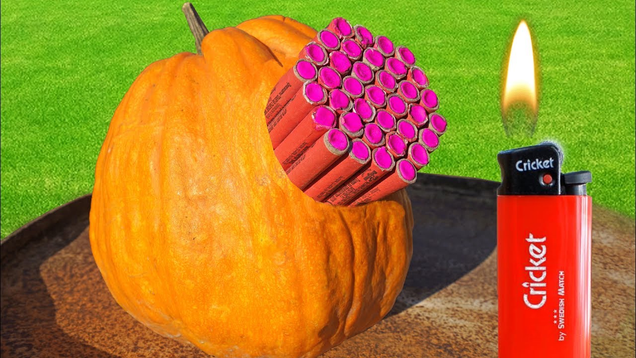 EXPERIMENT: PUMPKIN VS FIRECRACKER | Professor Test Watermelon vs ...