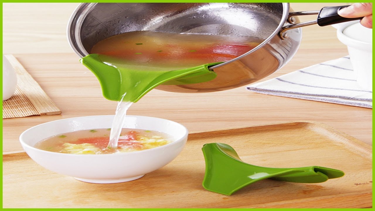 Anti-spill Kitchen Funnel Gadget Silicone Slip - YouTube