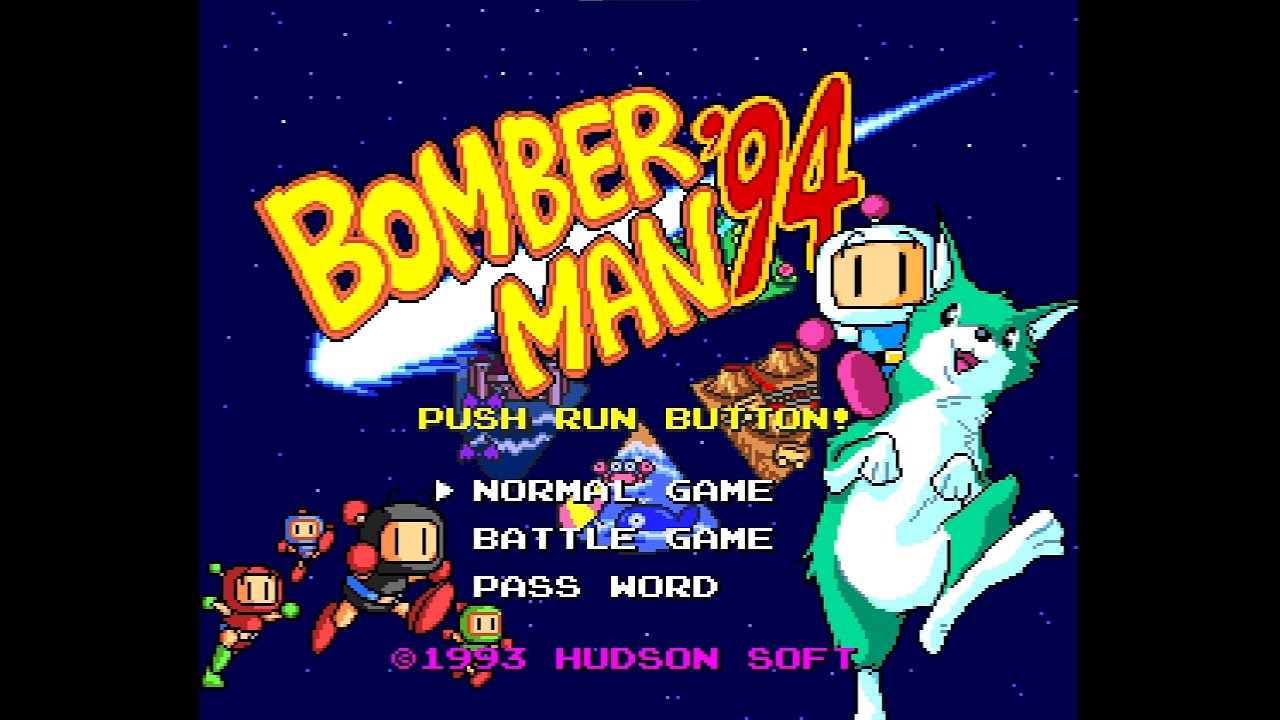 Bomberman '94 (1993, Hudson Soft, TurboGrafx 16) - Title and Attract ...