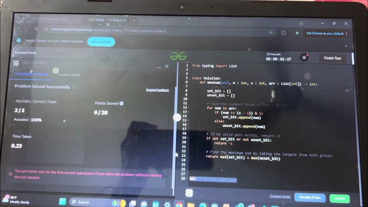 Maximum sum || GFG || contest 173 solution - YouTube