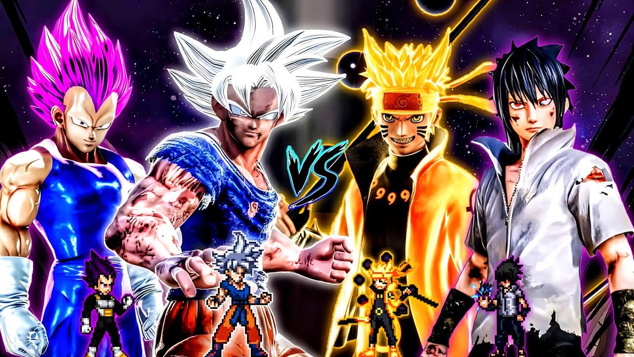 Goku TP OP (all form) & Vegeta OP (all form) VS Naruto V2 OP & Sasuke ...