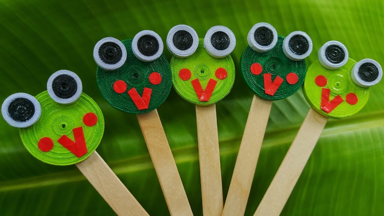 How to make easy paper quilling Bookmark | Frog bookmark - YouTube