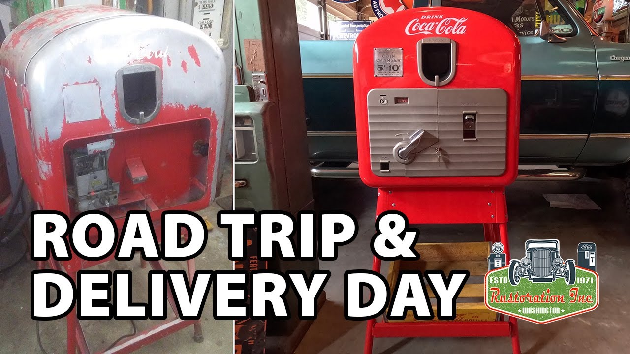 VMC 27 Coca Cola Pop Machine Delivery and Man Cave Tour - YouTube