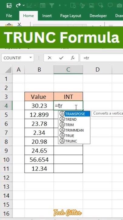 TRUNC Formula in Excel - YouTube