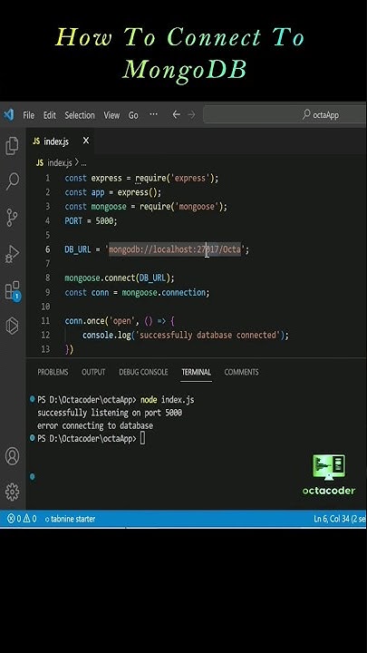 how to connect to mongodb database #nodejs #mongodb #expressjs #webdesigner #webdevelopment ...