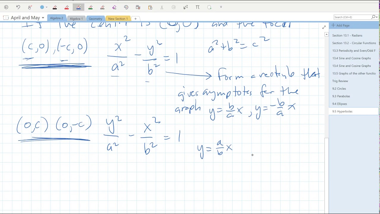 Algebra 2 Lesson 9.5 Part 1 - Hyperbolas - YouTube