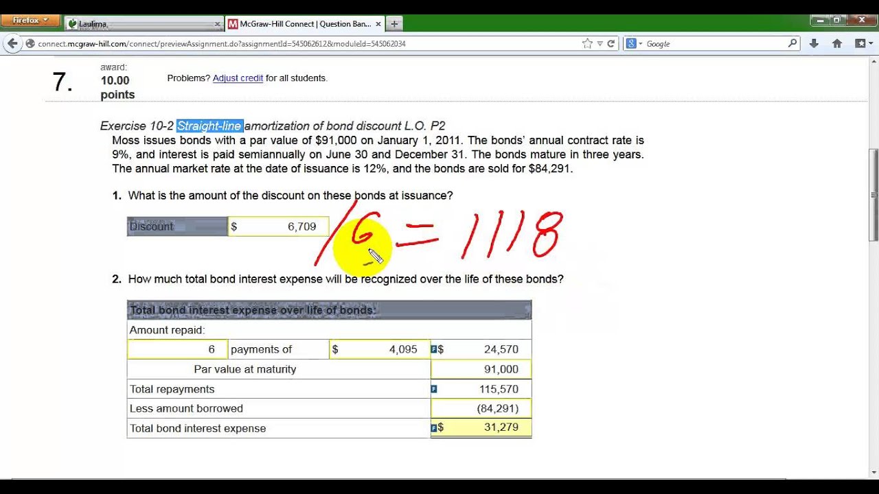 ACC 201 Chapter 10 Problem 7 - amortization of bond discount using ...