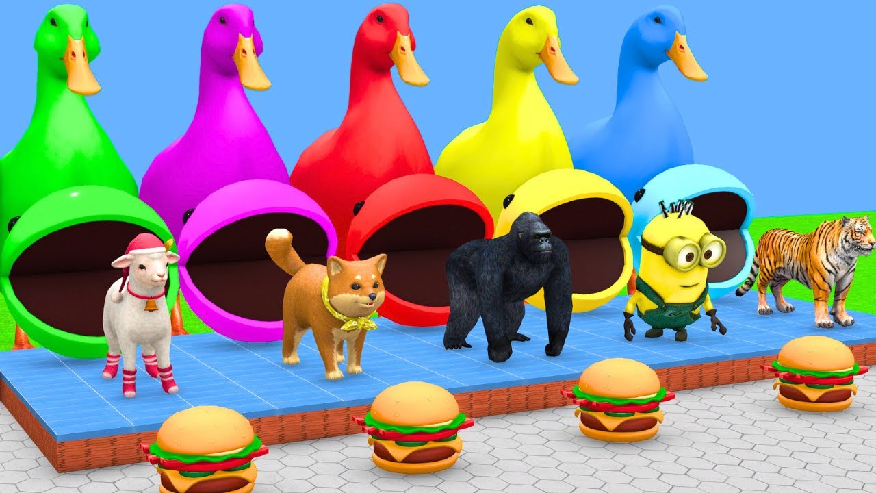 5 Giant Duck & Wild Animals Cage Game Minion Gorilla Elephant Sheep ...
