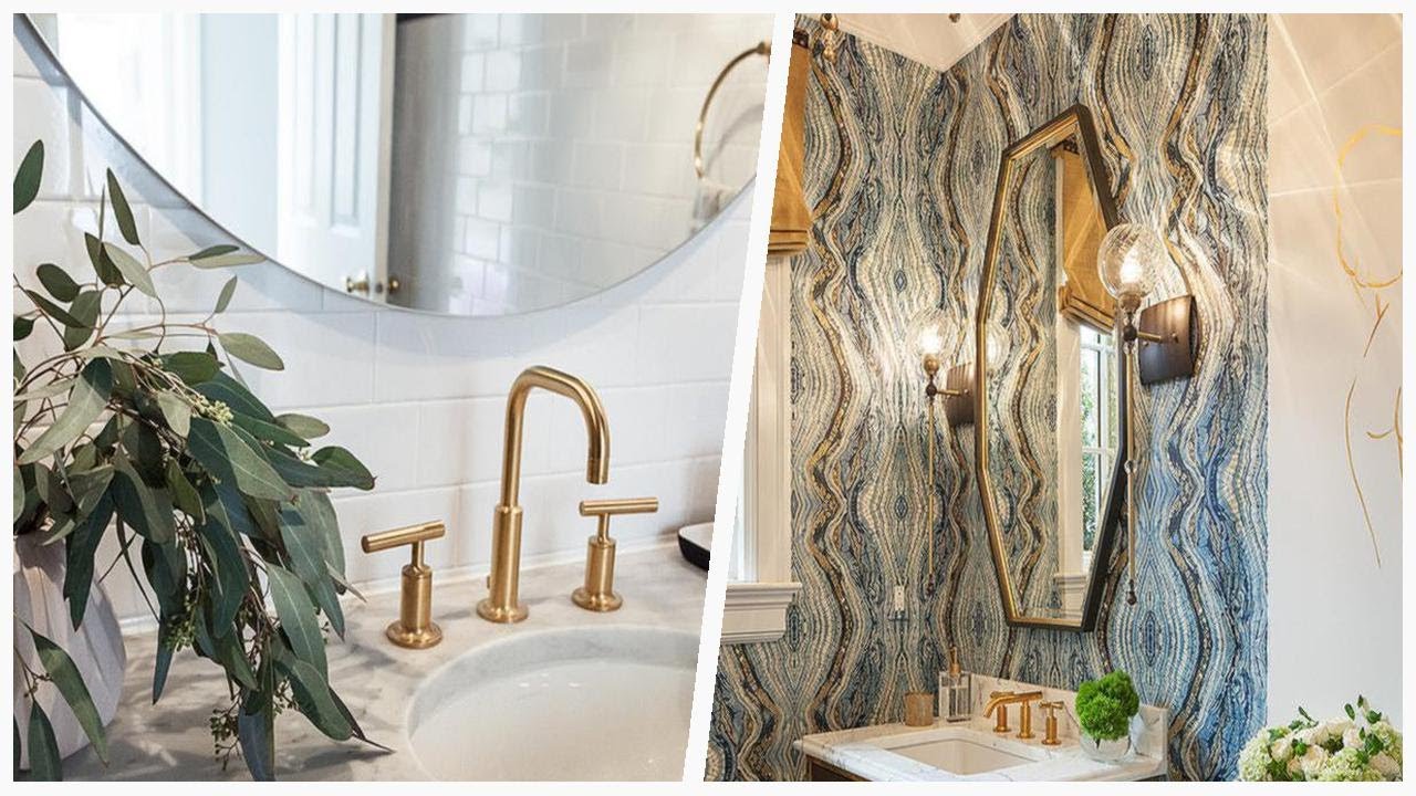 75 Powder Room With Brown Cabinets And White Countertops Design Ideas ...