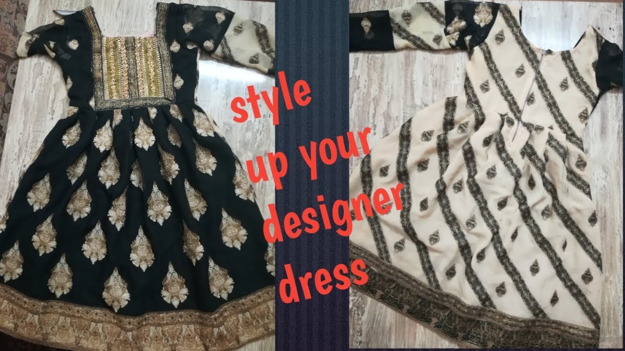 Pleated designer frock for girls with lace neck design - YouTube