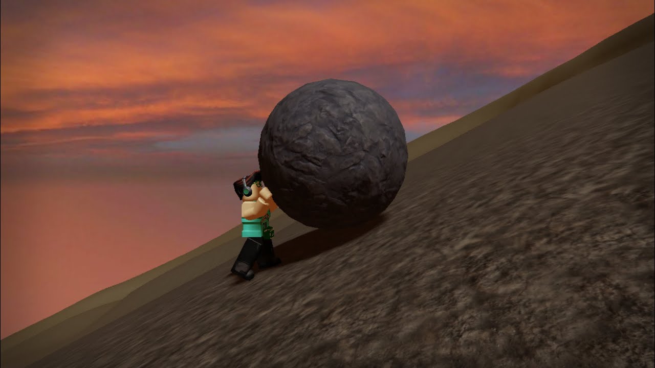 being forced to push a boulder for eternity in roblox (Sisyphus ...