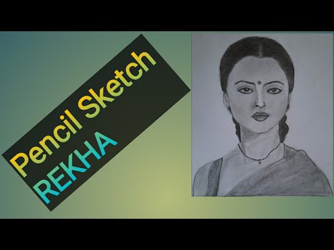 How to draw pencil sketch of Rekha/pencil drawing Rekha - YouTube
