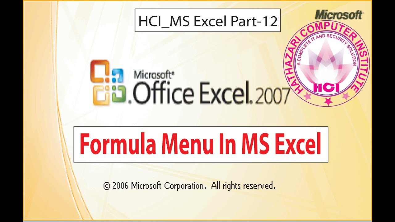 Formulas Menu In MS Excel : For Beginners Part 12 - YouTube