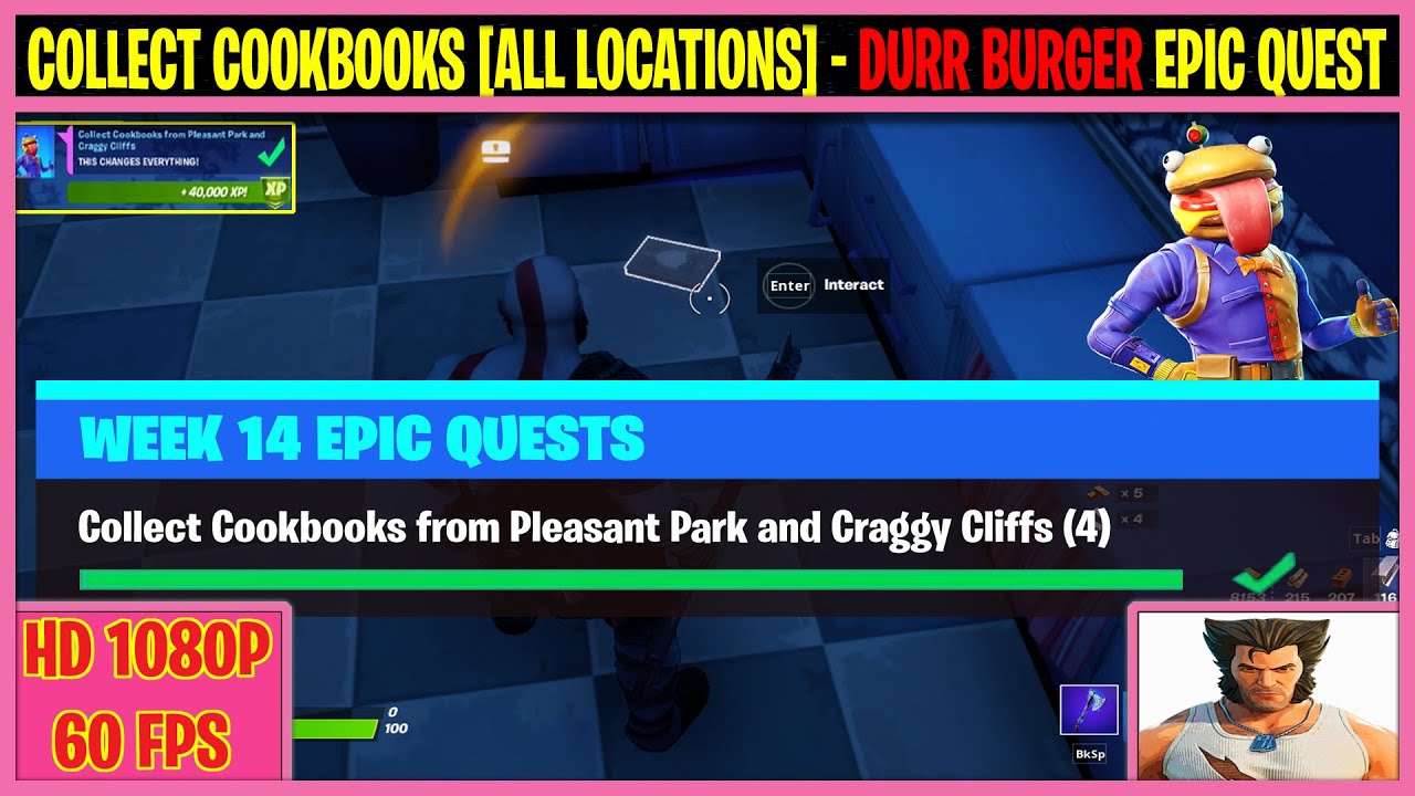 Collect Cookbooks from Pleasant Park and Craggy Cliffs (4) - Fortnite ...