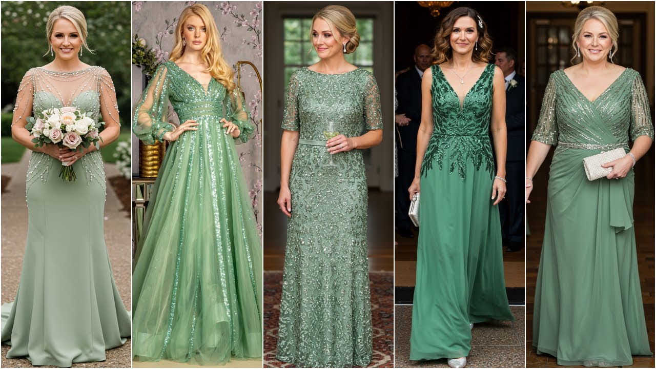 Formal Sage Green Mother of The Bride Dresses | Wedding Outfit ...